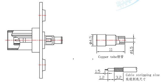 Fakra crimp Male Flange connector Black /9005 for cable 1.13,1.37