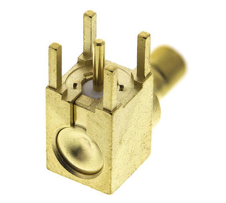Right Angle Through Hole standard SMB Connector jack, 50Ω Impedance, Solder Termination, Coaxial cable type