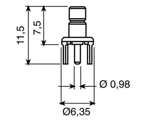 Right Angle Through Hole standard SMB Connector jack, 50Ω Impedance, Solder Termination, Coaxial cable type