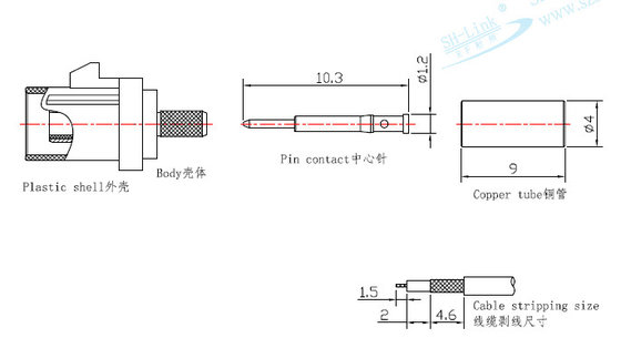 SH-LINK FAKRA Male Connectors (short) for RG174 /RG316 cable
