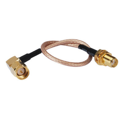 SMA female bulkhead to SMA right angle male RG316 15cm