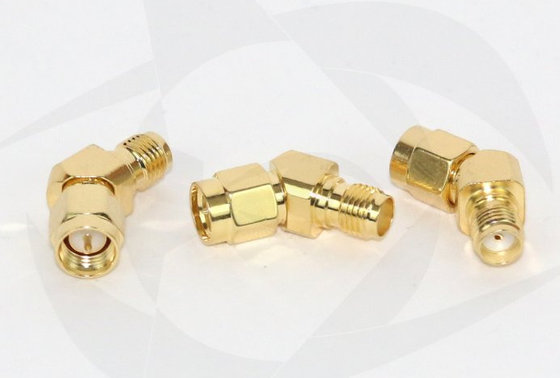 SMA male to SMA female gold-plated 45 degree right angle adaptor connectors, RF coaxial cable adaptor connector
