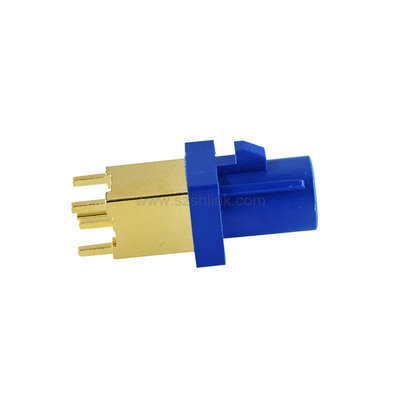 FAKRA blue automotive connector for PCB mount use in car radio antenna