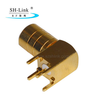 RF coaxial connector Right angle SMB female connector for PCB, gold plating