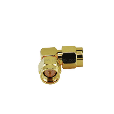 RF coaxial SMA male to SMA male right angle adaptor connector