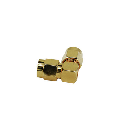 RF coaxial SMA male to SMA male right angle adaptor connector