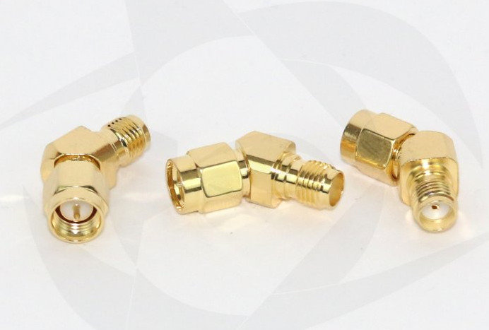 SMA male to SMA female gold-plated 45 degree right angle adaptor connectors, RF coaxial cable adaptor connector