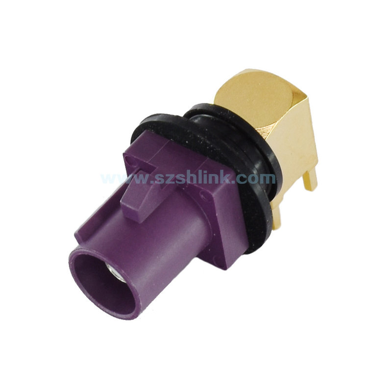 waterproof Fakra SMB Plug PCB mount right angle Male RF Car connector,Made in China