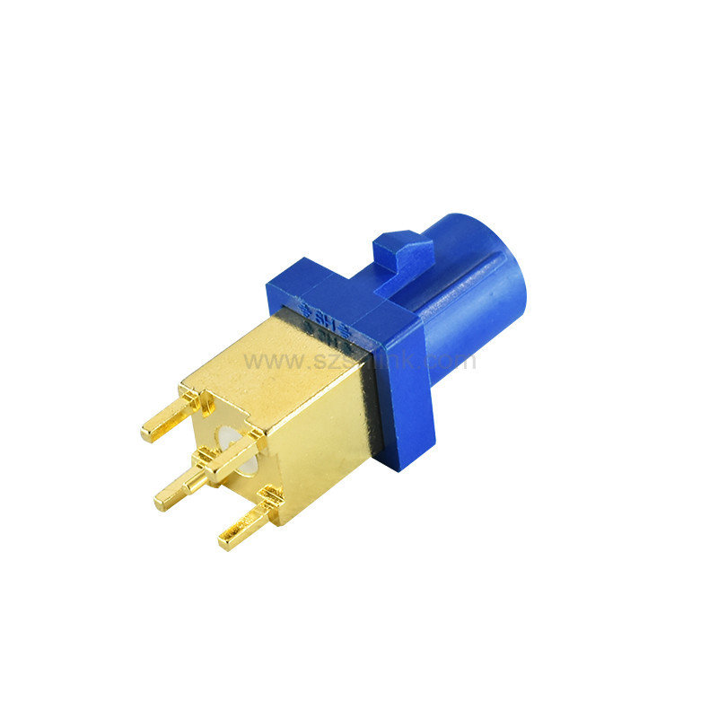 FAKRA blue automotive connector for PCB mount use in car radio antenna