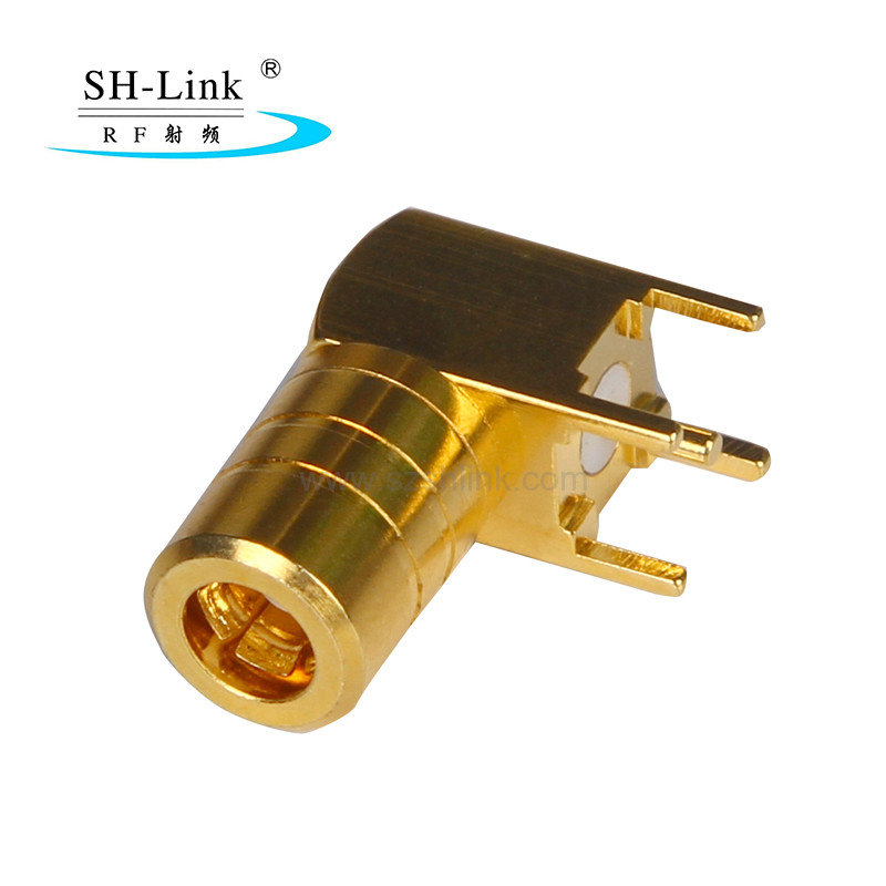 RF coaxial connector Right angle SMB female connector for PCB, gold plating