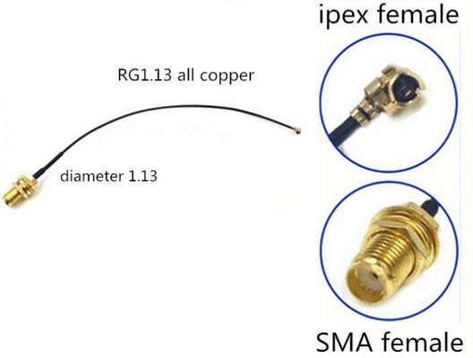 1.13 MM RF Cable Assemblies UFL / IPEX MHF To SMA Female Cable 50 ohm