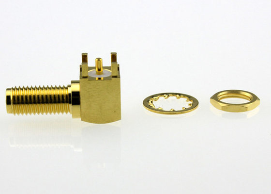Waterproof SMA RF Connector Female , Right Angle Coax Connector PCB Mount