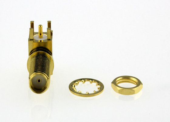 Waterproof SMA RF Connector Female , Right Angle Coax Connector PCB Mount