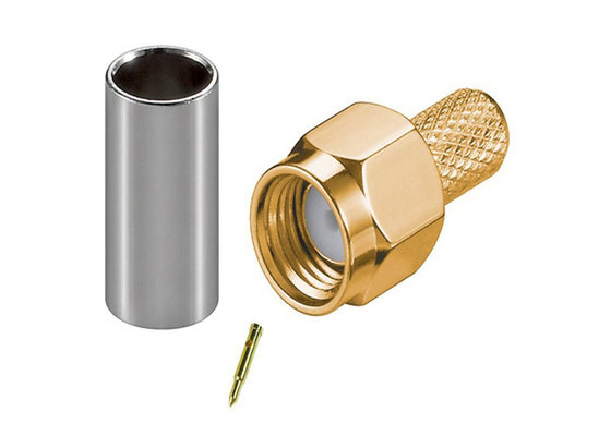 GR58 / GR142 RF Coaxial Connector Gold Plated Crimp SMA Male Plug
