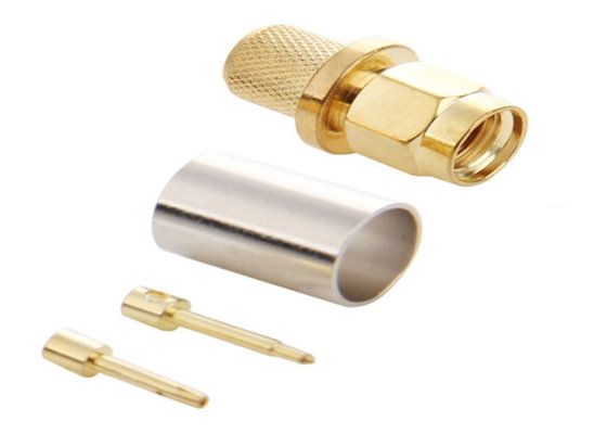 GR58 / GR142 RF Coaxial Connector Gold Plated Crimp SMA Male Plug