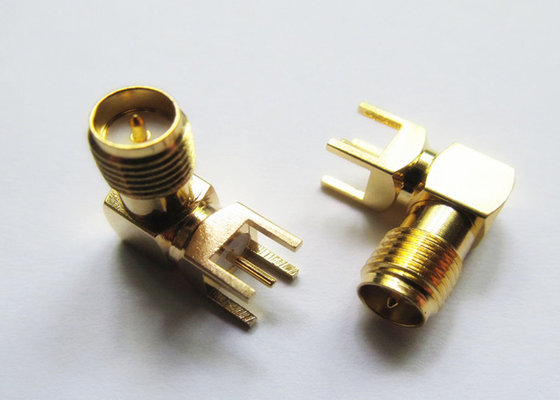 RP Reverse SMA RF Connector Right Angle PCB Receptacle for 1.32 mm Coaxial Cable