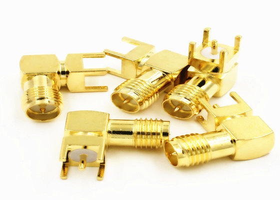 RP Reverse SMA RF Connector Right Angle PCB Receptacle for 1.32 mm Coaxial Cable