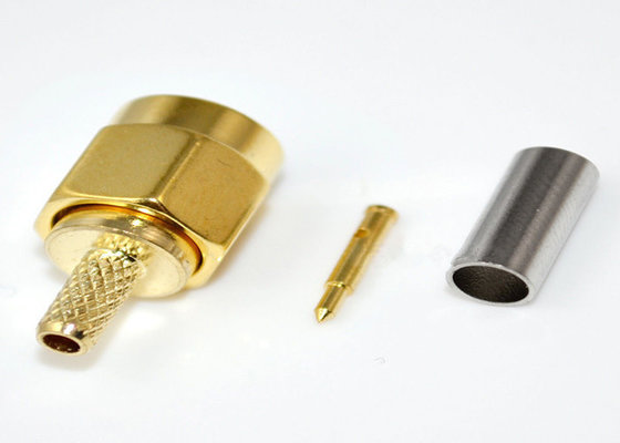 Waterproof SMA Connector RF Male Plug Straight Crimp On Coax Connectors Gold Plated