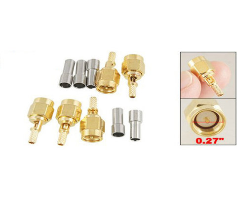 SMA Male Plug RF Coaxial Connector Straight Crimp On Coax Connectors For RG174
