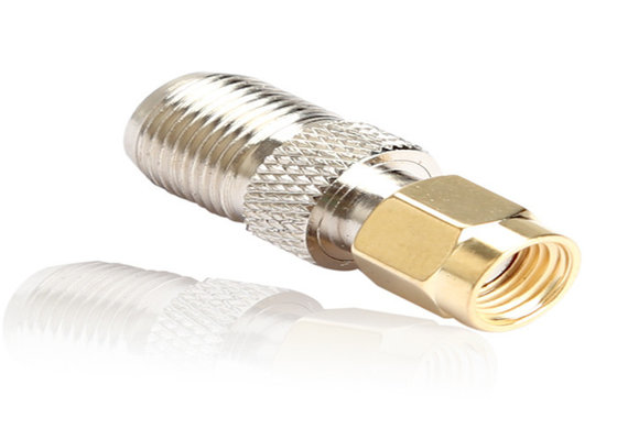 Brass RF Antenna Connector Straight F Male To SMA Female Adapter