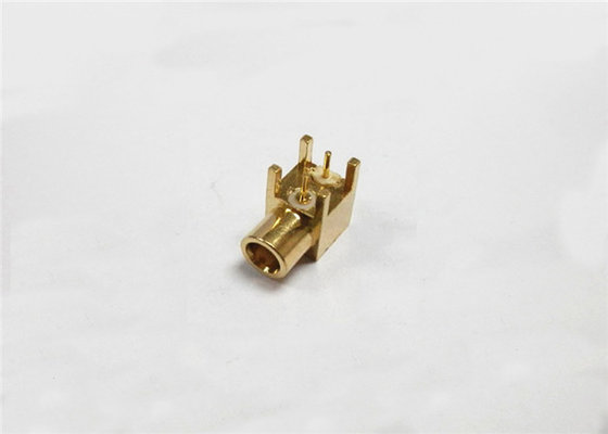 Micro - Miniature MMCX PCB Connector , Right Angle Aerial Connector RF Coaxial