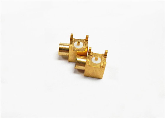 Micro - Miniature MMCX PCB Connector , Right Angle Aerial Connector RF Coaxial