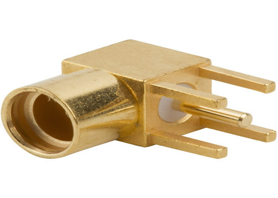 Jack MMCX Female Connector Right Angle Brass - Au Plating With PTFE Insulator