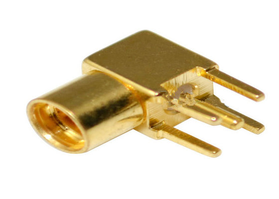 Jack MMCX Female Connector Right Angle Brass - Au Plating With PTFE Insulator