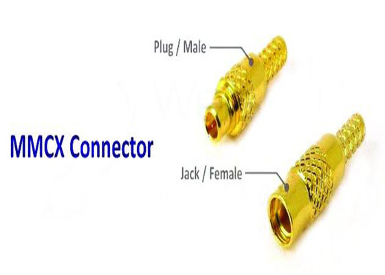 Jack MMCX Female Connector Right Angle Brass - Au Plating With PTFE Insulator