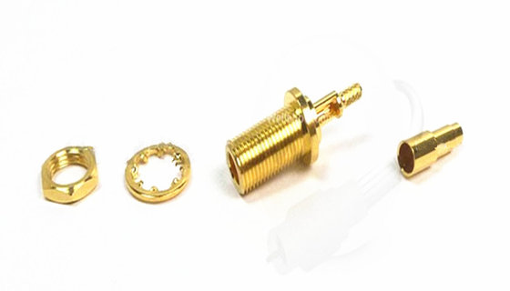 High Performance Bulkhead Coax Connectors , MMCX Straight Crimp Connector