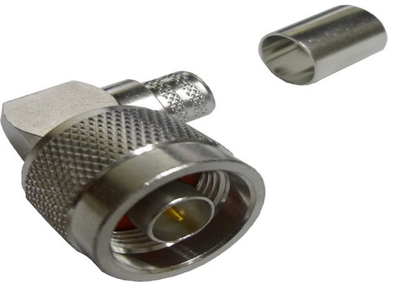 6 Ghz Male N Type Connector , Crimp Right Angle Coax Connector Vibration Resistance