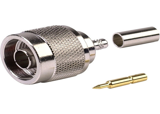 Straight Crimp Connector N Male Plug , Coaxial RF Connector N Type For RG58 Cable