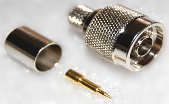 Straight Crimp Connector N Male Plug , Coaxial RF Connector N Type For RG58 Cable
