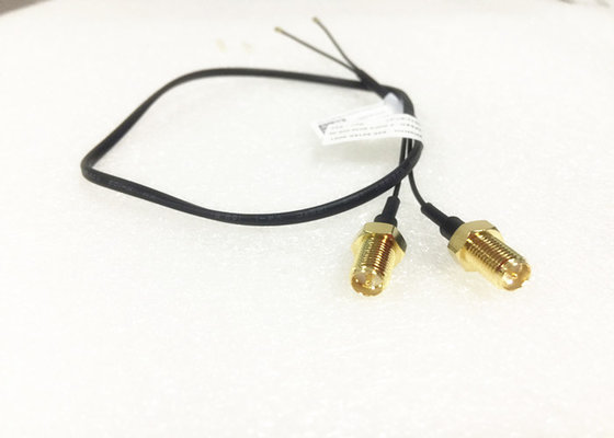 Black RF Cable Assemblies 2 in 1 SMA connector with NGFF Plug 1.13 mm Coaxial Cable
