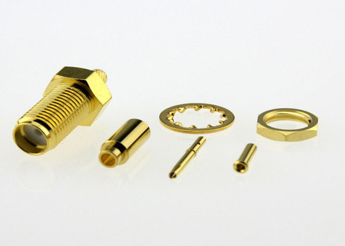 Commercial Female Bulkhead Connector , 1.13mm Cable SMA Coax Connector