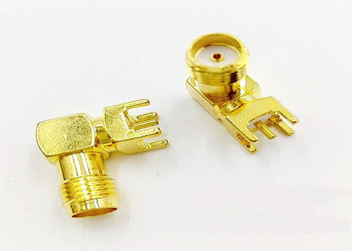 Waterproof SMA RF Connector Female , Right Angle Coax Connector PCB Mount