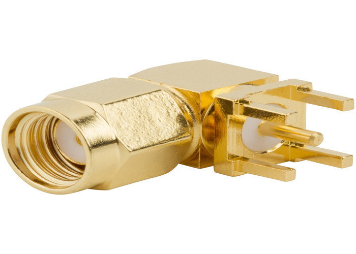 RP Reverse SMA RF Connector Right Angle PCB Receptacle for 1.32 mm Coaxial Cable