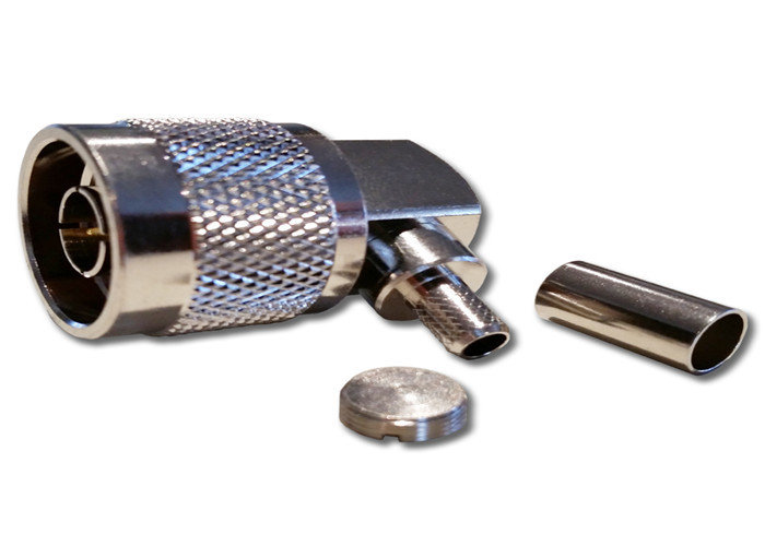 6 Ghz Male N Type Connector , Crimp Right Angle Coax Connector Vibration Resistance