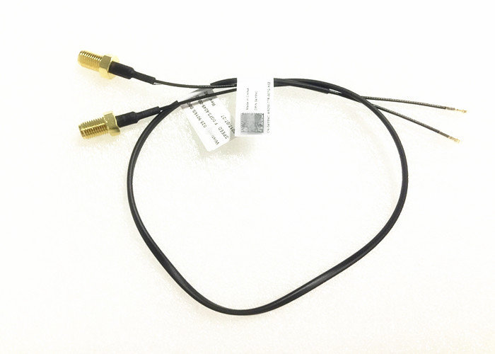 Black RF Cable Assemblies 2 in 1 SMA connector with NGFF Plug 1.13 mm Coaxial Cable