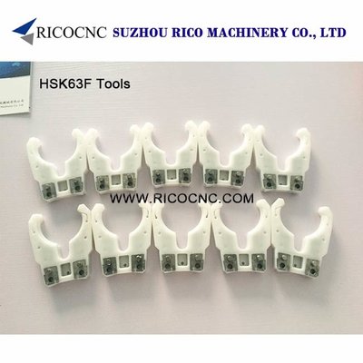 White HSK63F Toolholder Forks Plastic ATC Tool Changer Grippers for CNC Router Machine
