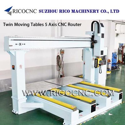 RICOCNC Hot Sale Twin Moving Tables 5 Axis CNC Router Machining Centers