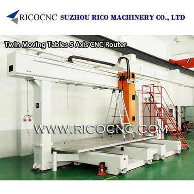 RICOCNC Hot Sale Twin Moving Tables 5 Axis CNC Router Machining Centers