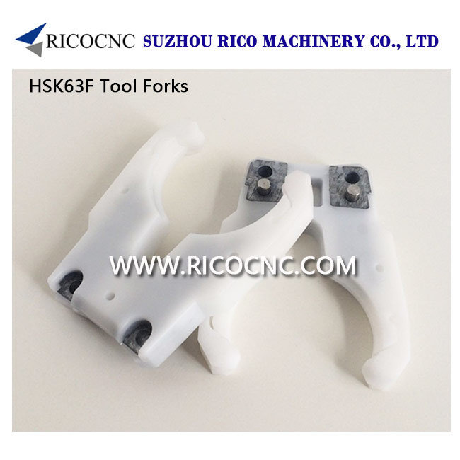 White HSK63F Toolholder Forks Plastic ATC Tool Changer Grippers for CNC Router Machine