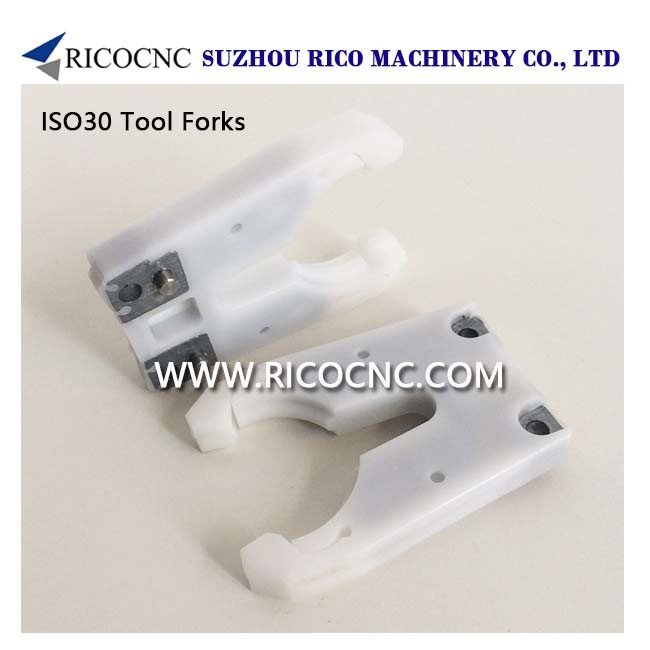 White ISO30 Tool Grippers Plastic CNC Toolholder Forks for CNC Router Machine