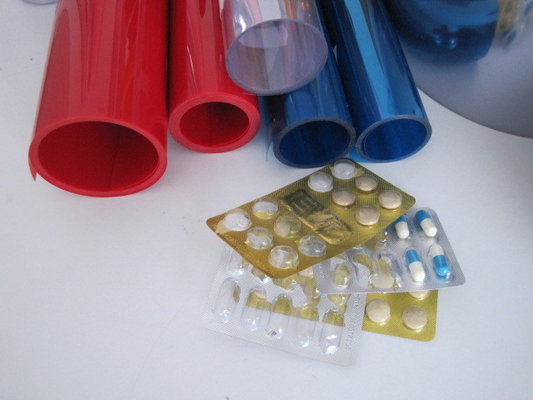 Thin Waterproof Protective PVC Packaging Film Blue / Pink / Red