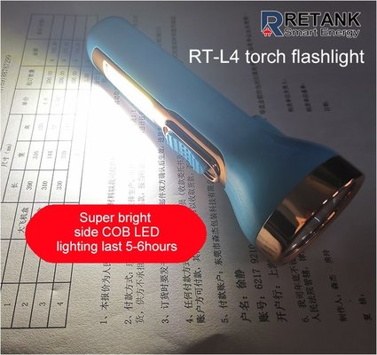 RETANK L4 18650 lifepo4 led rechargeable torch light COB sidelight torchlight charge by solar panel and micro usb