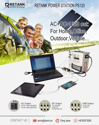 RETANK PS120 solar generator 256W power station offgrid emergency source WiFi IOT system for mobile cloud management