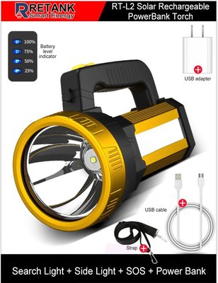 RETANK L2 standard micro usb port hand torch 4 level power indicate spotlight rechargeable searchlight with sidelight
