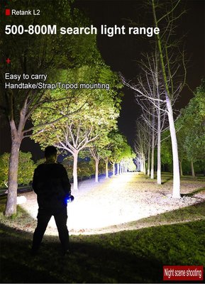 RETANK L2 standard micro usb port hand torch 4 level power indicate spotlight rechargeable searchlight with sidelight