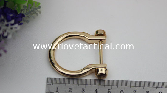 Custom top quality light gold and nickel color metal d-ring,can removeble d buckle 42*47mm